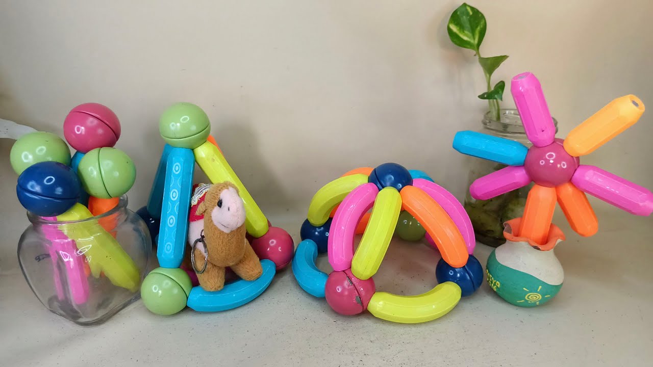 ASSEMBLING FLOWER, CAMEL AND HIS FOOD WITH MAGNETICS BALLS AND STICKS ...