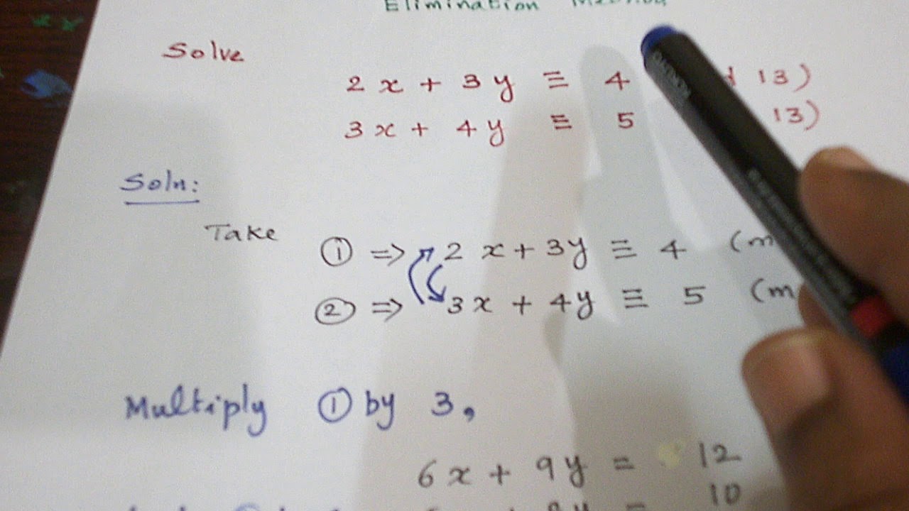 2X2 LINEAR SYSTEMS ELIMINATION METHOD EXAMPLE - YouTube