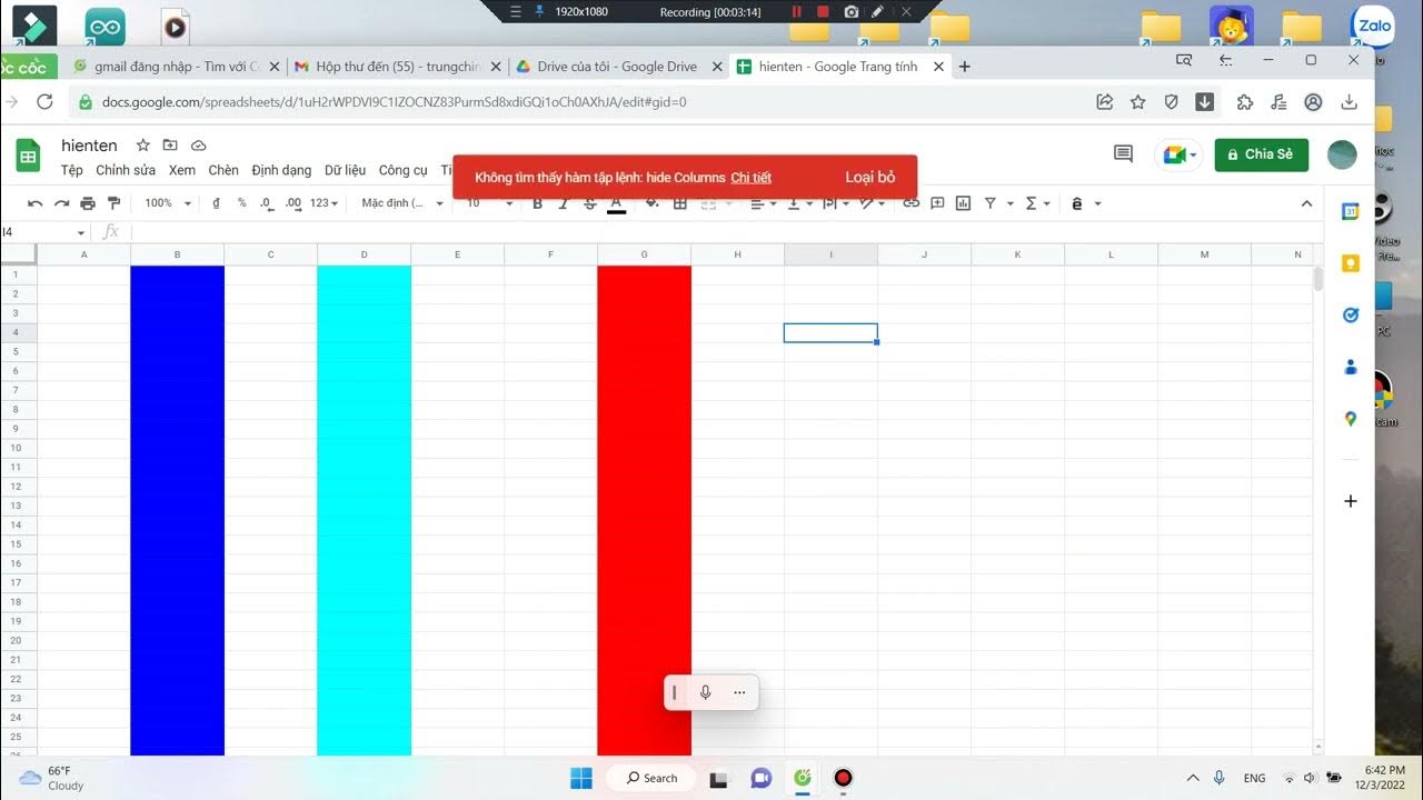 Hướng dẫn Appscript tạo menu điều khiển hàng và cột trong Google sheet - YouTube