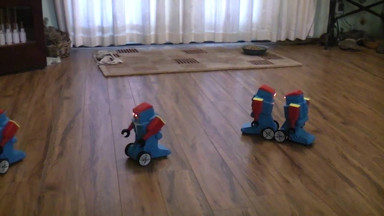 4 Commando robots at once. 3d printed POLOLU controled robots - YouTube