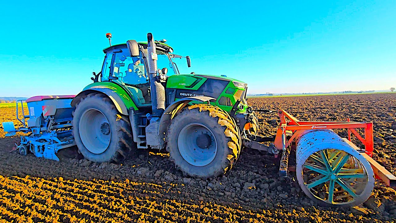GPS Saat mit Deutz 6185 TTV Agrotron + Kverneland Frontpacker & Lemken ...
