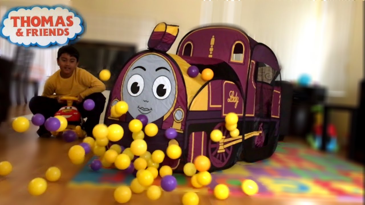 Giant Thomas and Friends Toy Train Lady Tent with Ball Pit - YouTube
