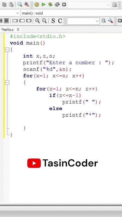 Star Pattern 3 Program In C Language Tasincoder Youtube