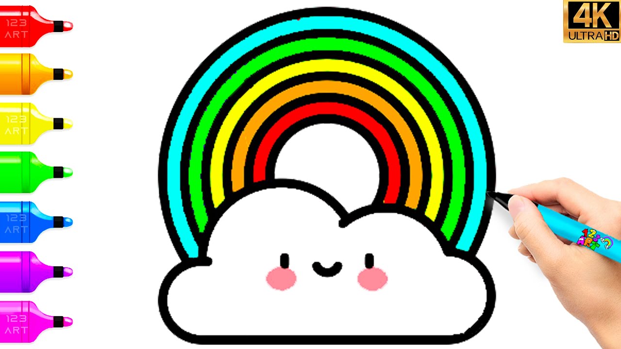Easy Rainbow Drawing, How to Draw a Cute Rainbow the Easy Way for Kids ...