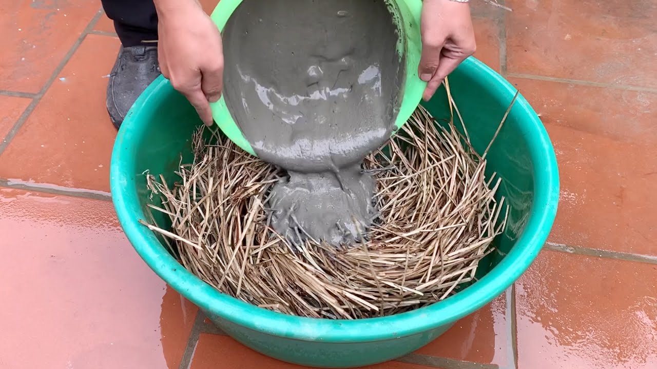 Cement and Hay Grass - Cool Ways to make Your garden look great - YouTube