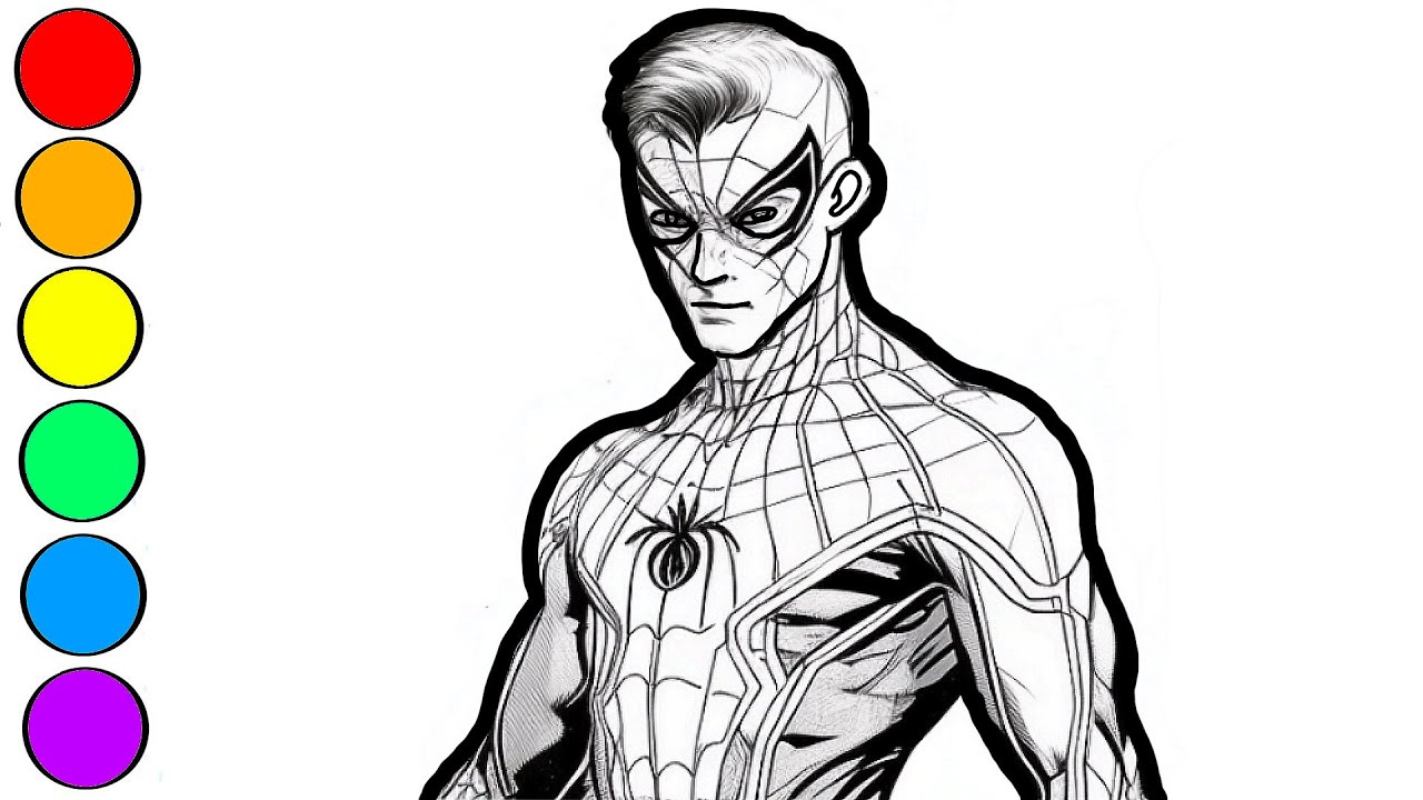 🕷️😍 Let’s learn to Draw and Color Teen Spiderman for Kids, Toddlers ...