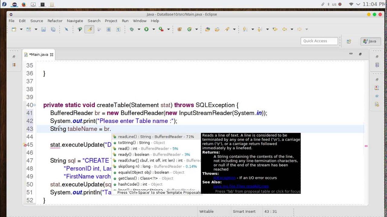 30 JAVA JDBC DataBases Create table - YouTube