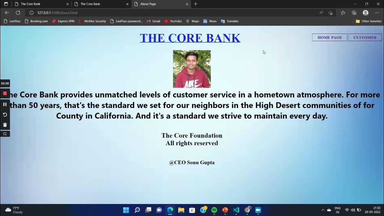 Bank Management System Website | | Using HTML and CSS / / THE CORE ...
