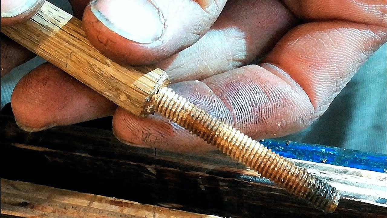 Simple method for threading a wooden dowel. No die used. - YouTube