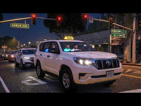 GTA 5 - Realistic Uber Driver Taxi Job in Toyota Land Cruiser Prado | POV Drive