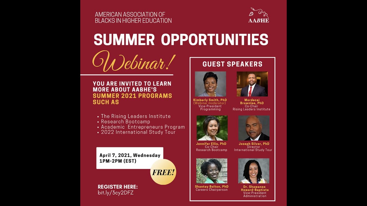 AABHE Summer 2021 Opportunities Webinar 04/07/2021 - YouTube