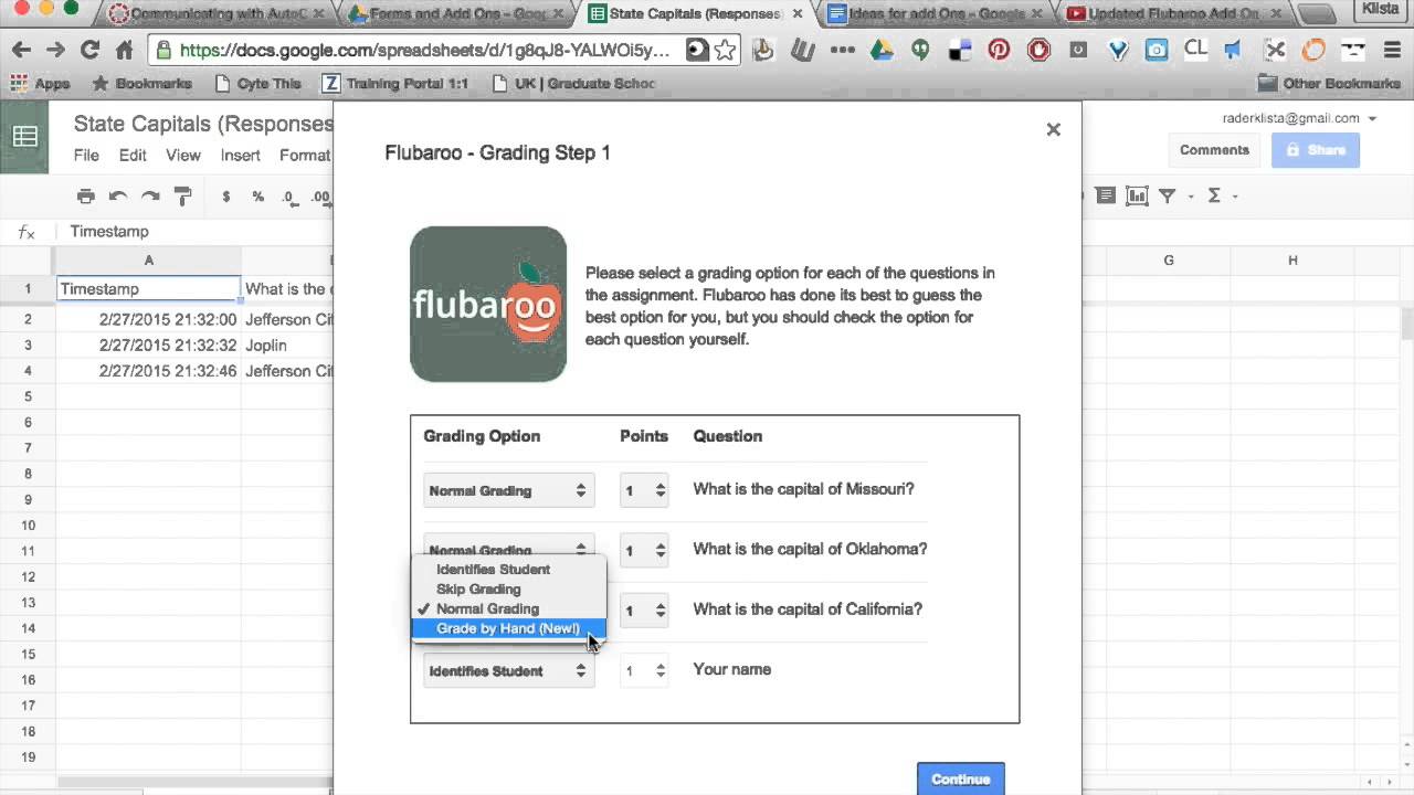 Flubaroo Grade by Hand Addition - YouTube