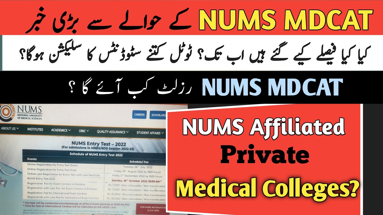 NUMS MDCAT 2022|NUMS MDCAT Result Date|NUMS Affiliated Private Medical ...