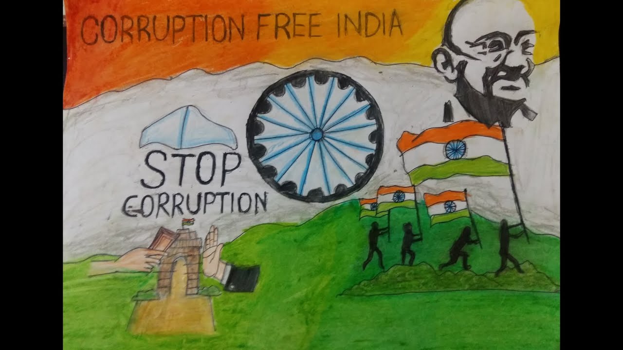 🇮🇳Corruption free India drawing 🇮🇳|| tutorial ️ || H.P sister's craft ...