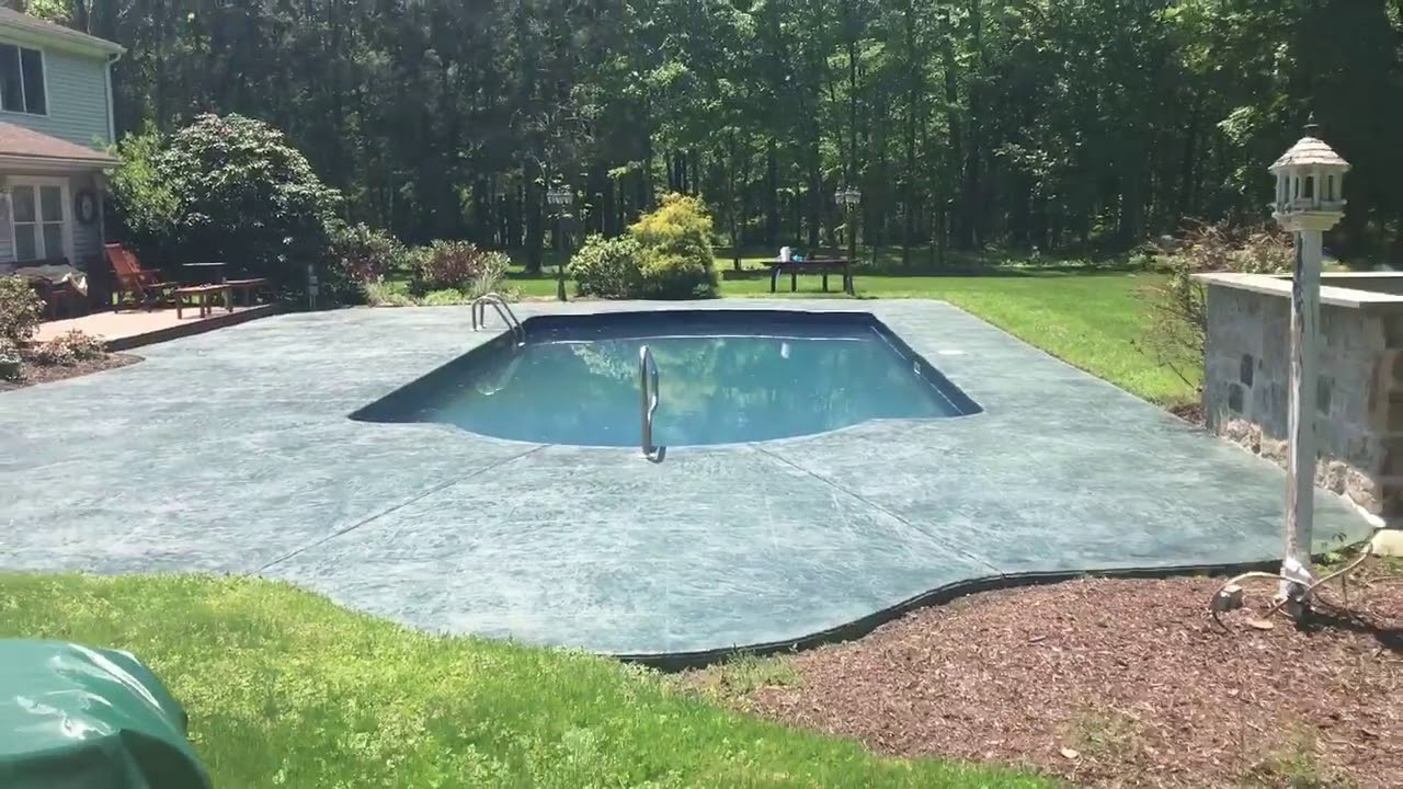 Liquid Stone Finishes graphite effect on pool patio Connecticut - YouTube