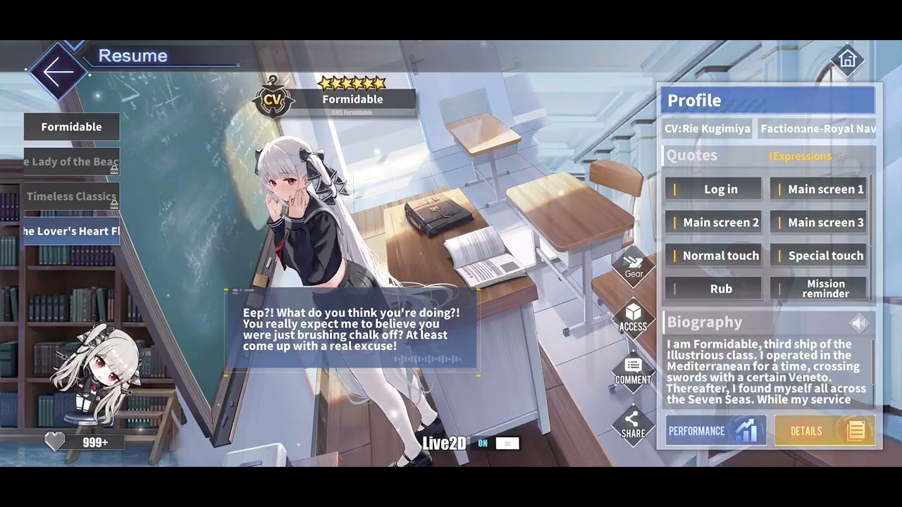 Azur Lane Formidable “The Lover’s Heart Flutters on Duty” L2D Skin ...