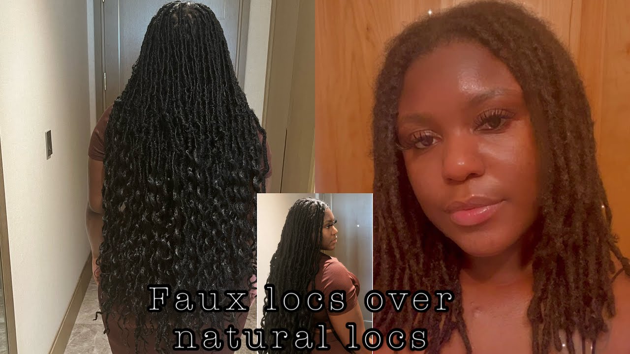 Faux locs over natural locs ( no crochet needle required) - YouTube