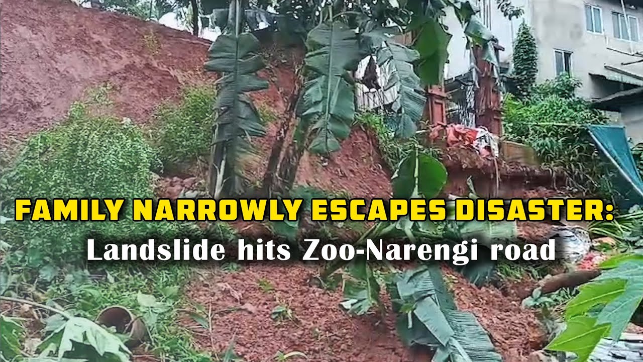 Family narrowly escapes disaster: Landslide hits Zoo-Narengi road - YouTube