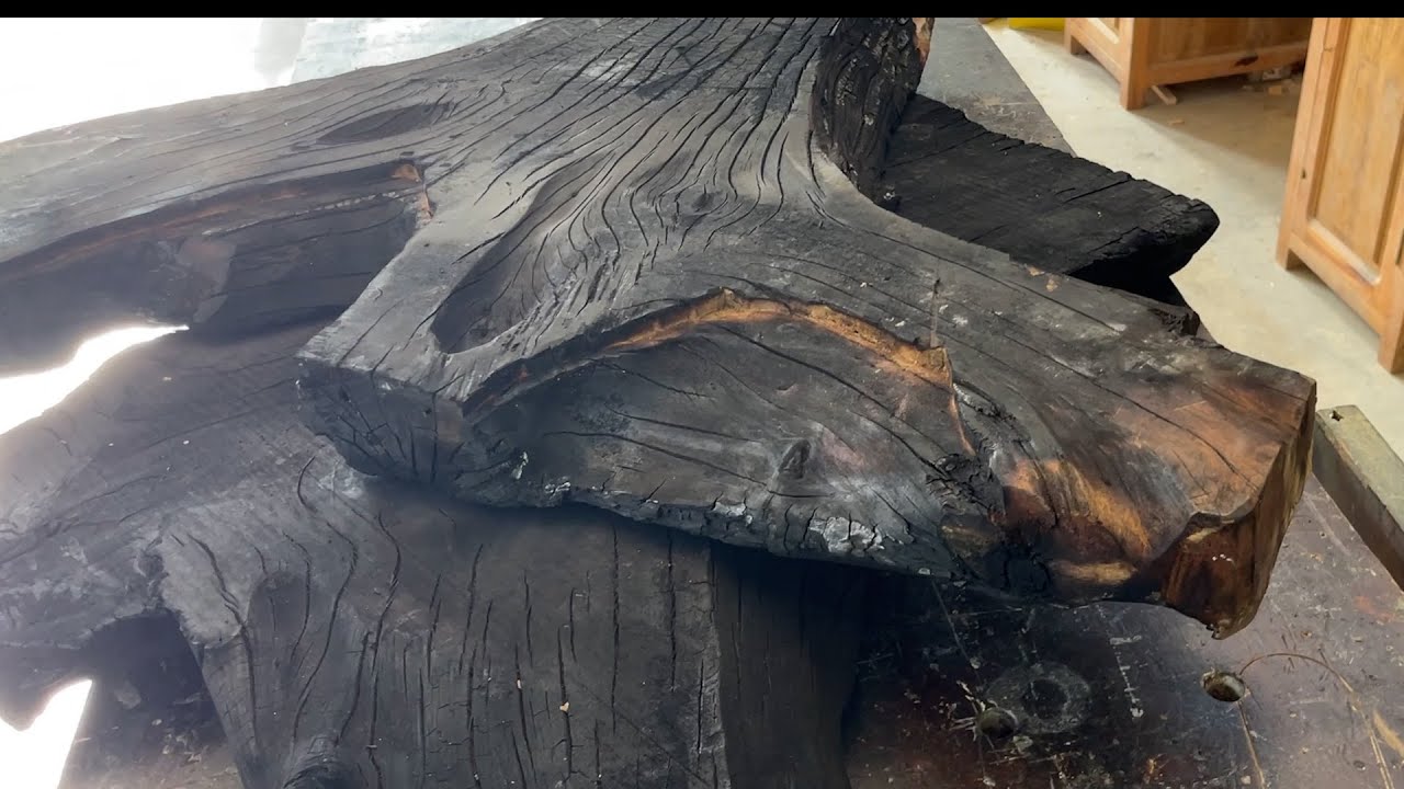 Half-burned Wood From File // New Style Garden Tea Table Design - YouTube