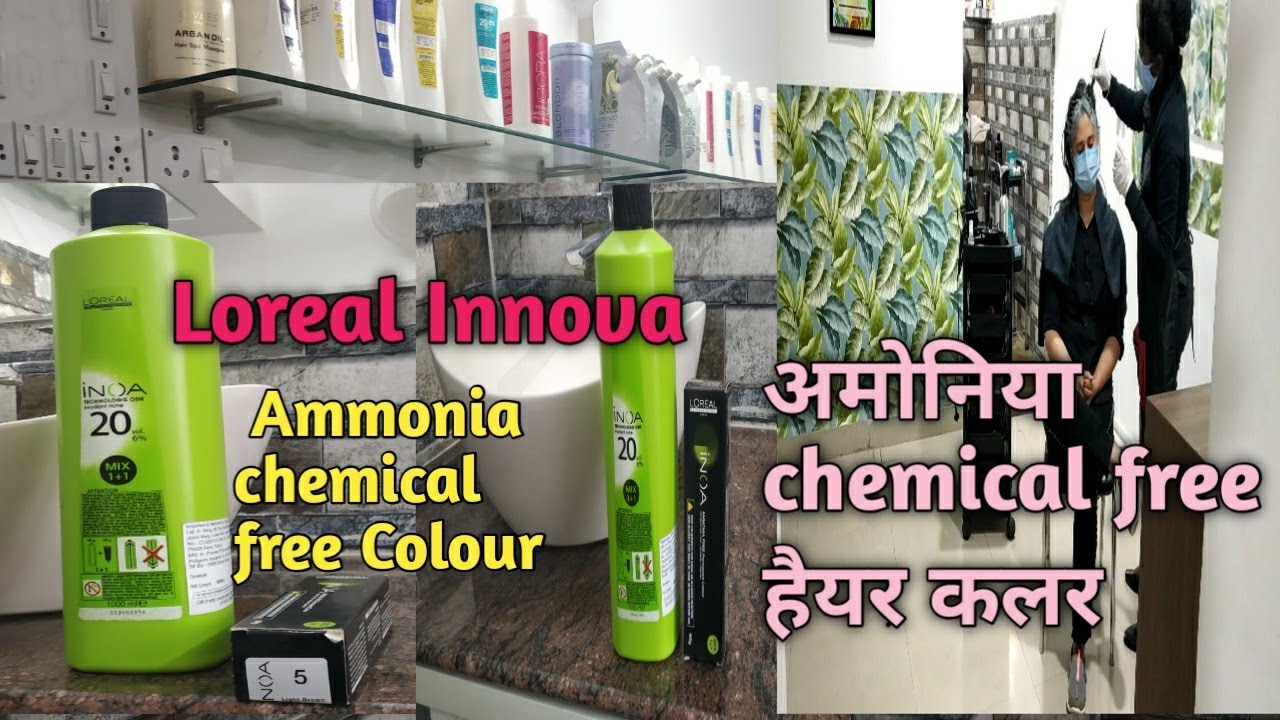 Loreal Innova ammonia free hair colour 5 no. light brown colour and 20% ...