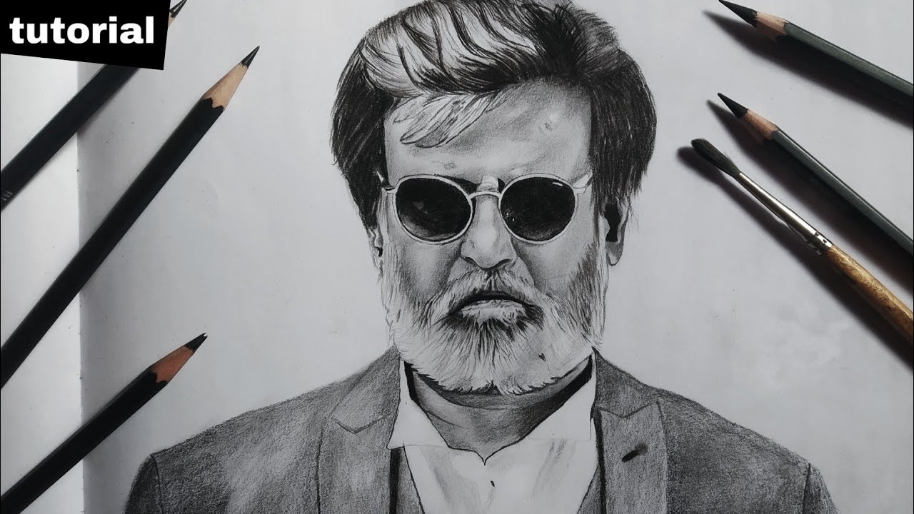 Kabali [superstar rajnikant] realistic drawing - YouTube