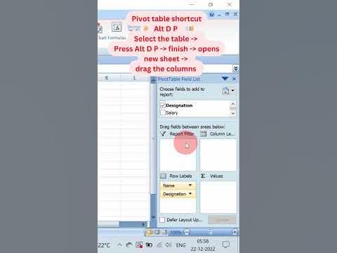 Pivot table shortcut / Alt D P / Excel formulas / Shortcuts / Tip of ...