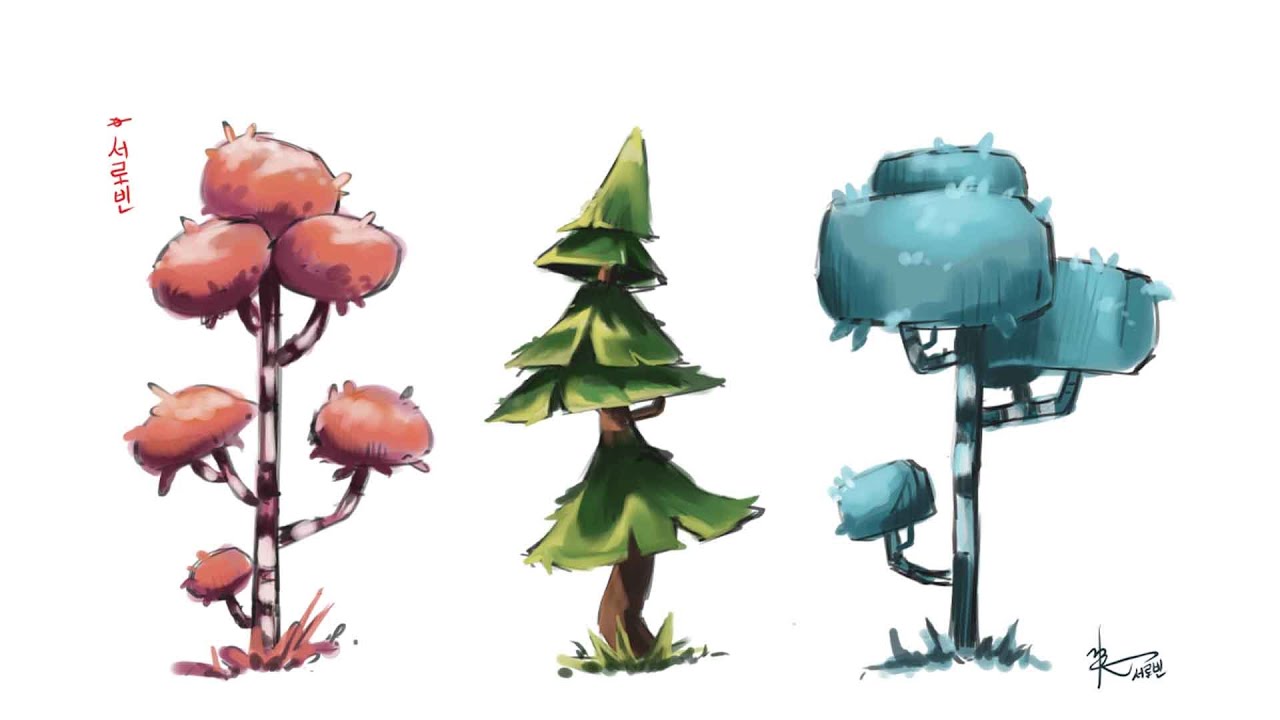 lLearn to design stylized trees || timelapse || concept art - YouTube