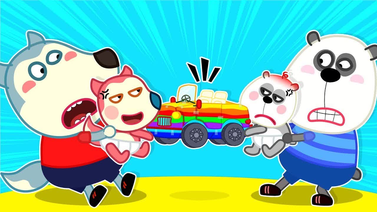 Wolf Family⭐️ Rainbow Car for Wolfoo or Baby? - Wolfoo Makes DIY Car ...