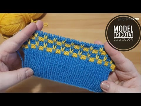 Model tricotat cu 2 culori (two colors knit stich) - YouTube