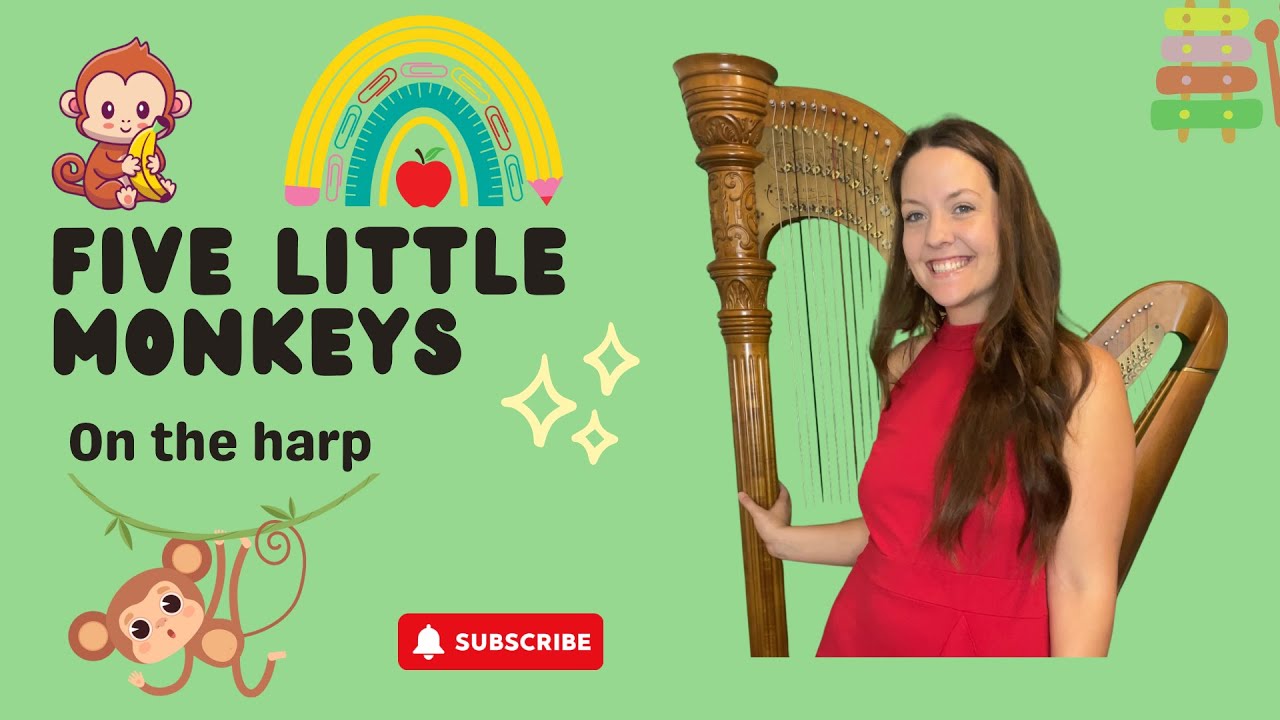 Five Little Monkeys, a counting song on the harp! - YouTube