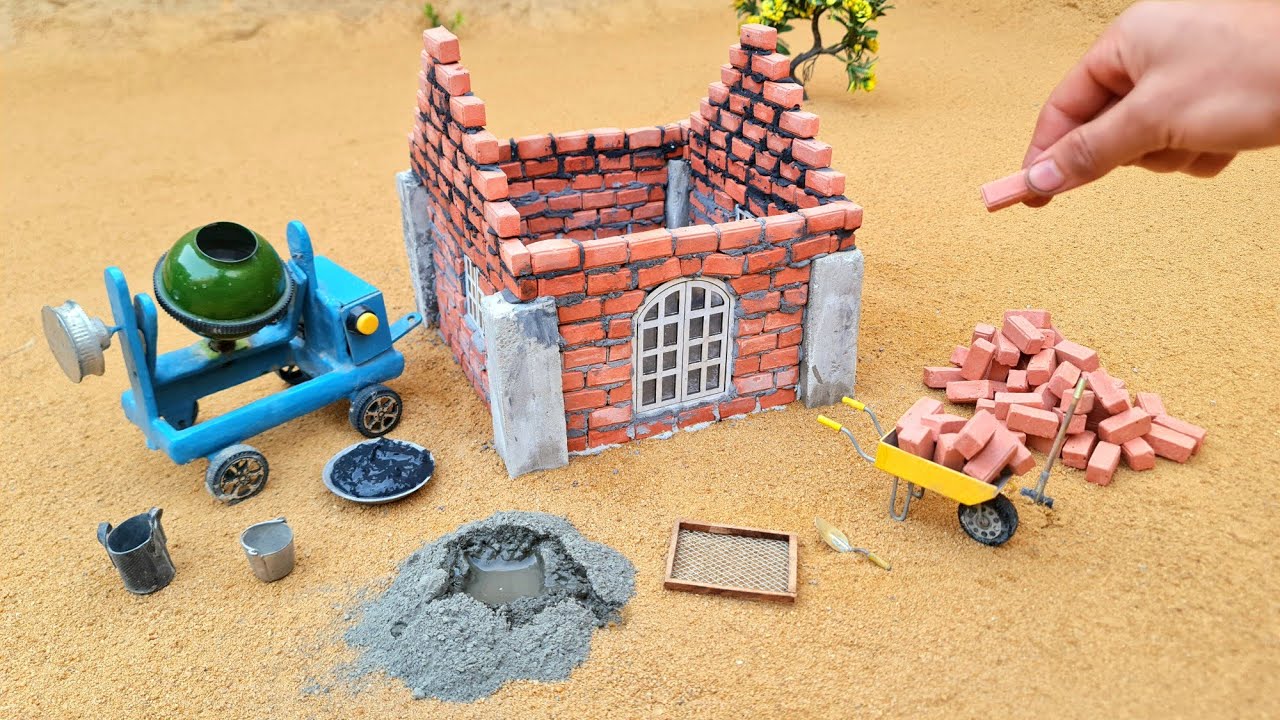 Lightning strike house on fire - diy mini house making with bricks ...