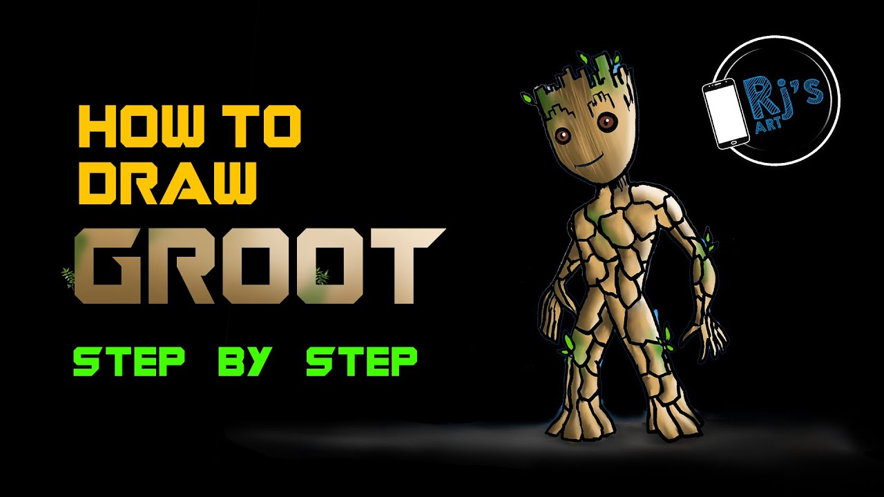 How to draw Groot | Step by Step - YouTube