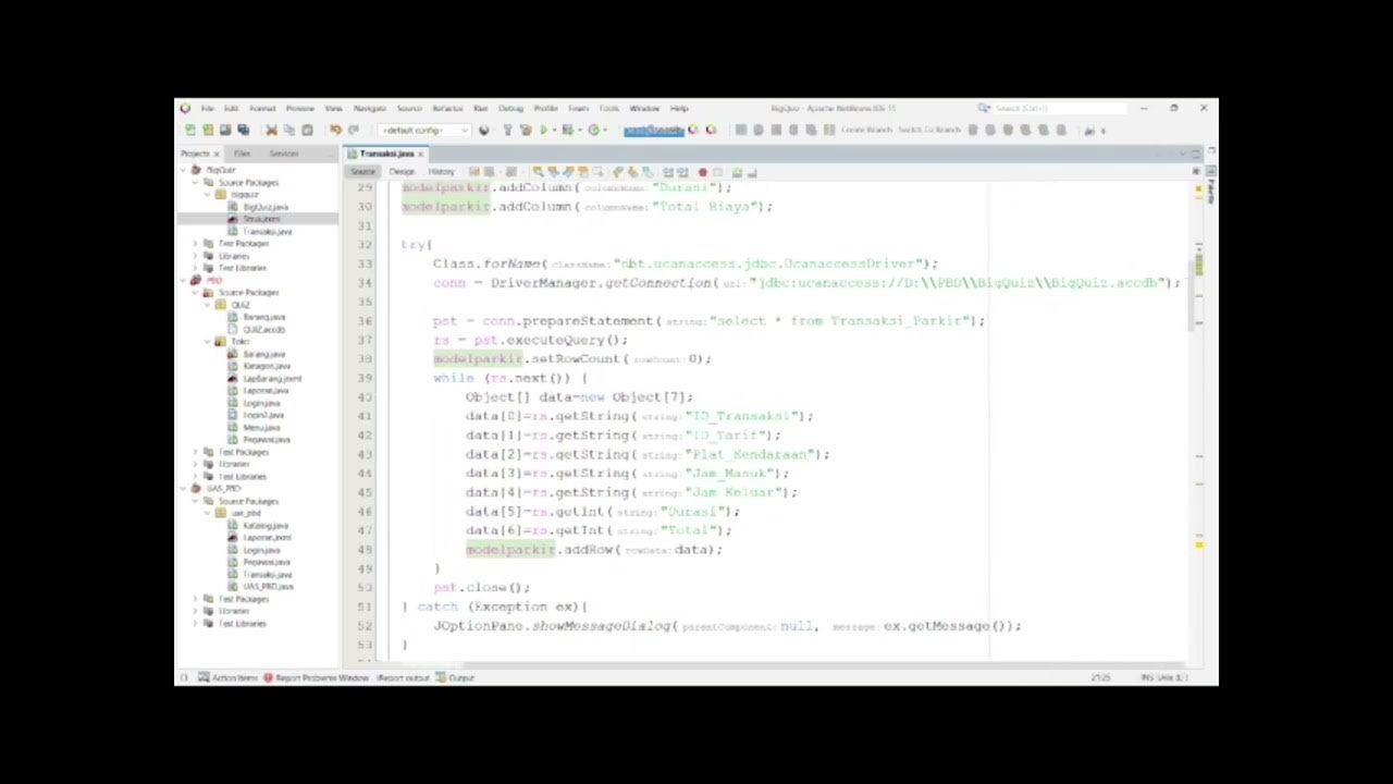 APLIKASI PARKIR NETBEANS MENGGUNAKAN MS ACCESS SEBAGAI DATABASE - YouTube
