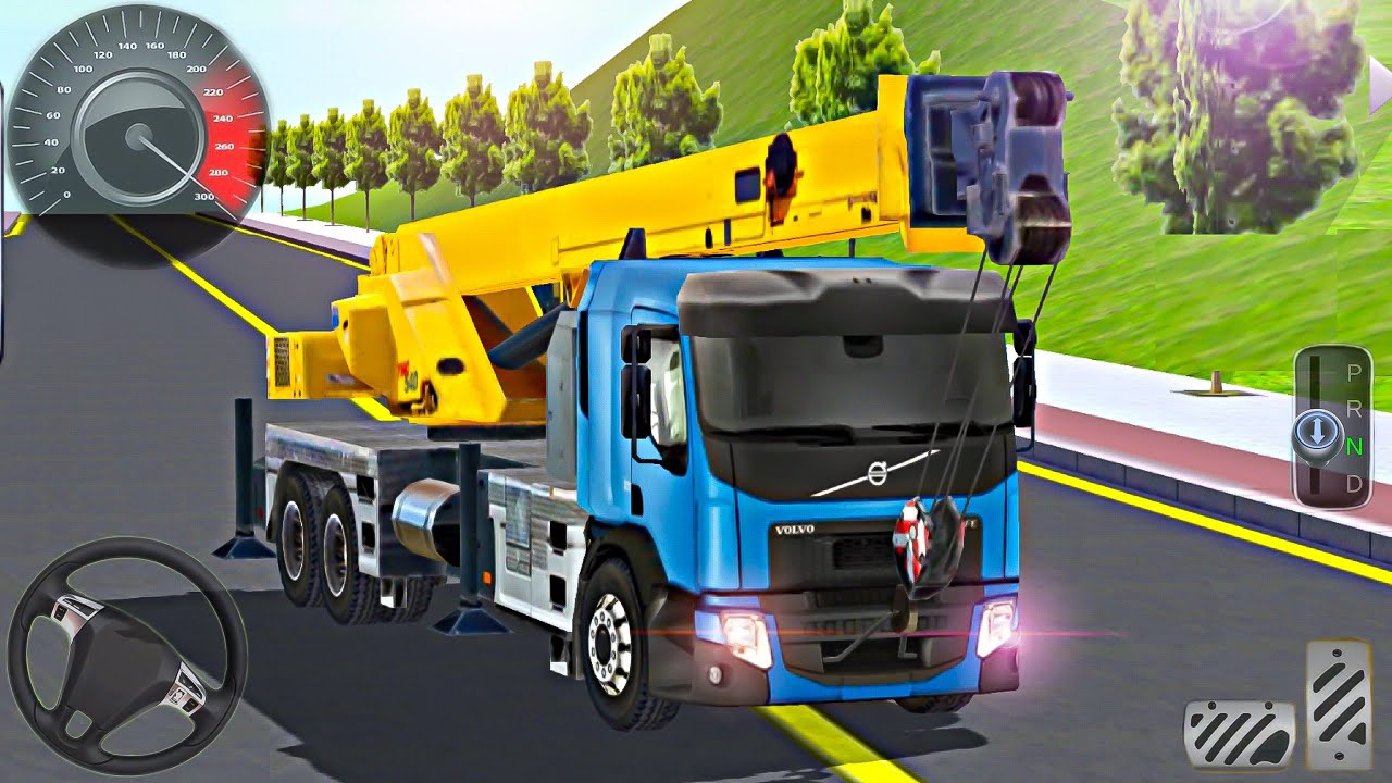 3D Driving Class Simulation - Crane Transporter Volvo Truck Driving ...