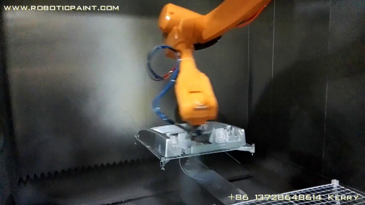 Robotic painting on plastic by 6 axis spray paitn robot - YouTube