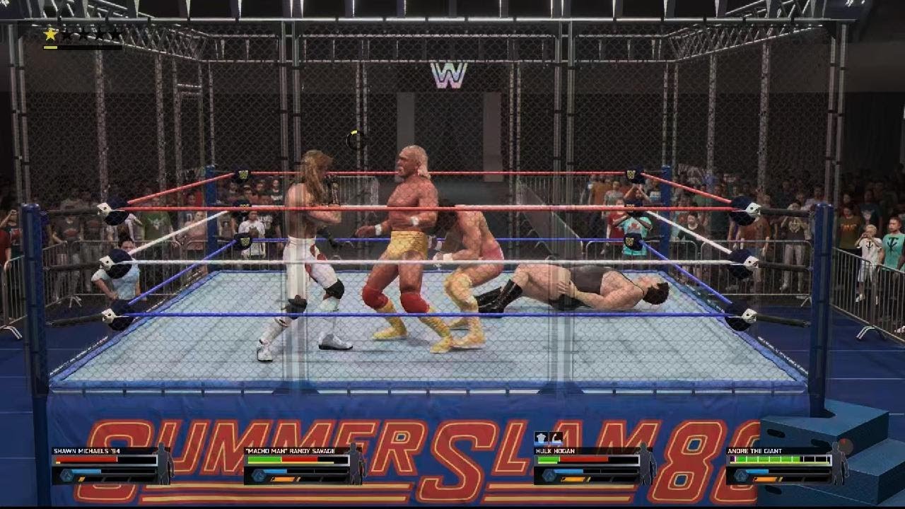WWE 2K25_fatal4way CAGE xx andre the giant vs macho man 🆚 SHAWN ...