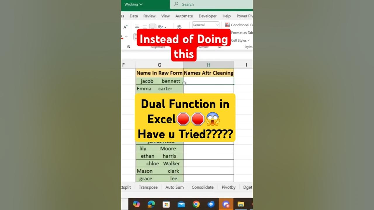 Excel Pro Trick😱🛑proper With Trim Function Excelhacks Excelformula Exceltutorial Newexcel