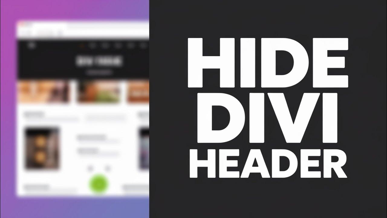 How to hide header in divi wordpress theme - YouTube