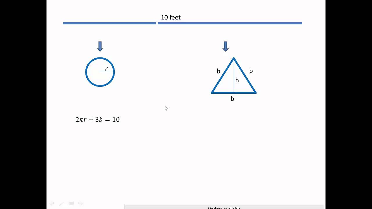 Math 141 wire into circle and equilateral triangle - YouTube