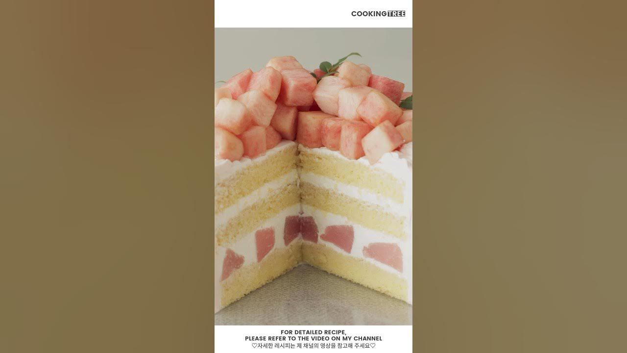 핑크빛 복숭아가 와르르르~ [복숭아 버터크림 케이크 Peach Cake, Lemon Buttercream Cake] # ...