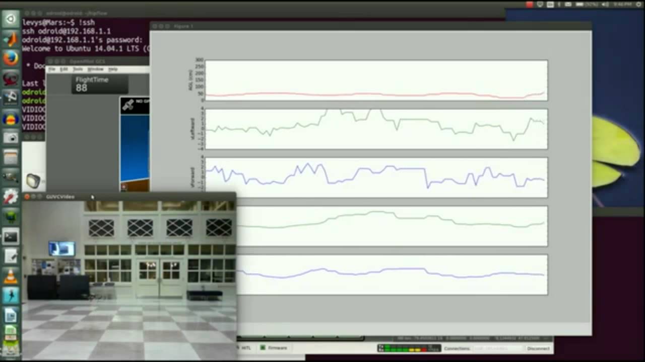 Real-time display of quadcopter velocity using optical flow - YouTube