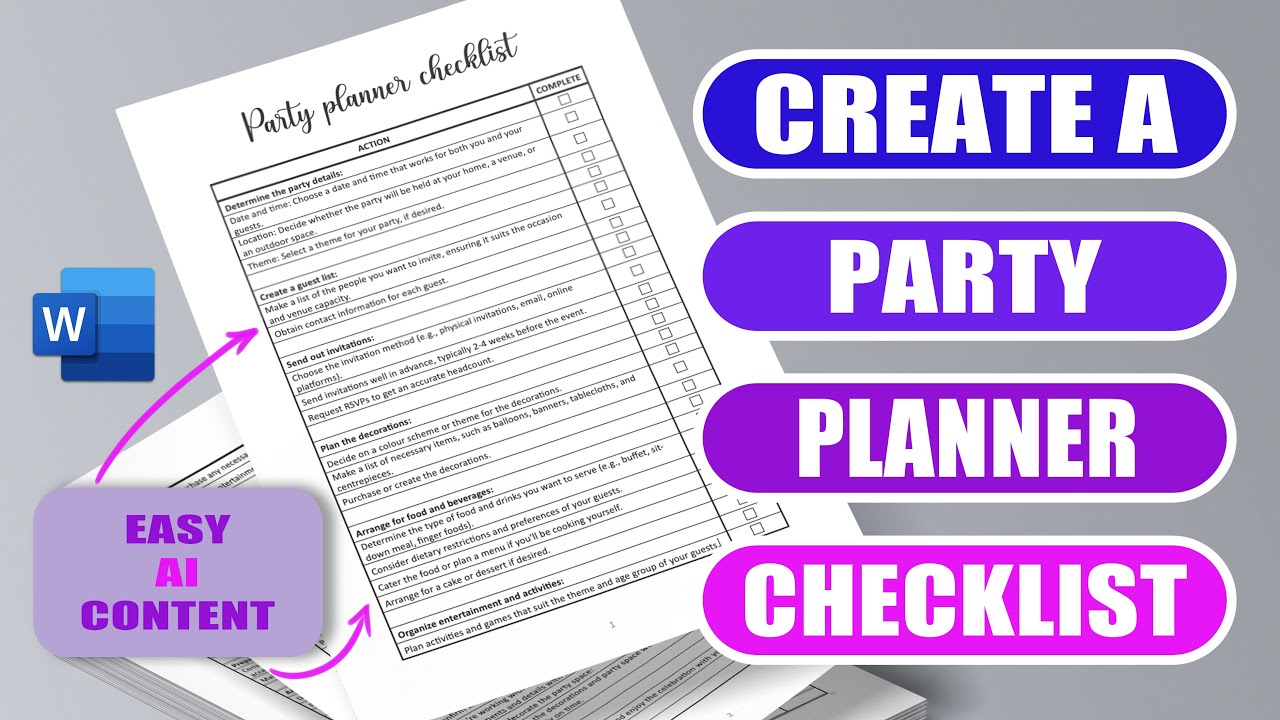 Party Planning Checklist Template 7+ Free Birthday Party Checklist