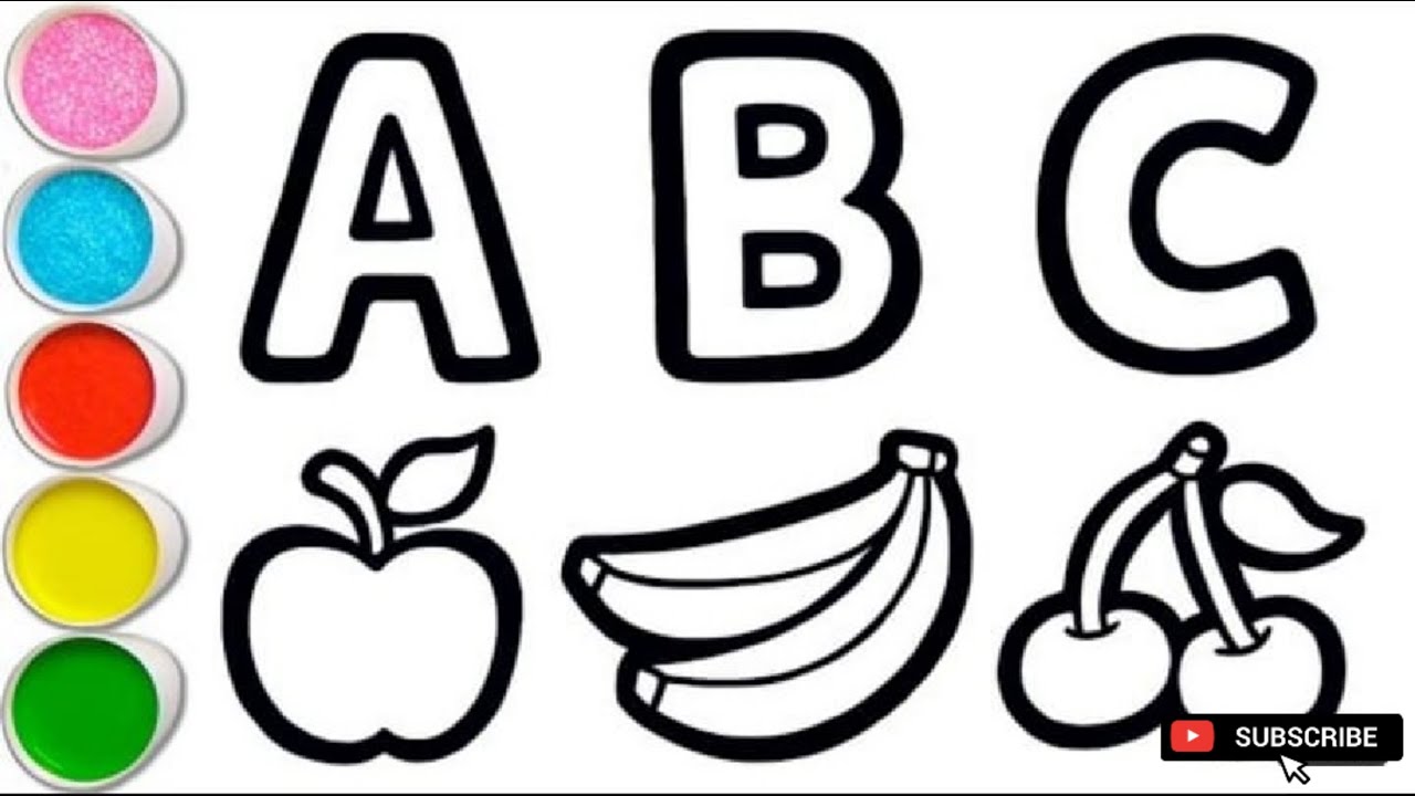 ABC Fruits Drawing, Painting and Coloring for Kids & Toddler | फल का ...