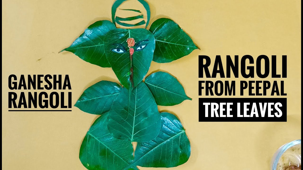 Ganesha Rangoli With Peepal Tree Leaves | Easy Rangoli Designs - YouTube