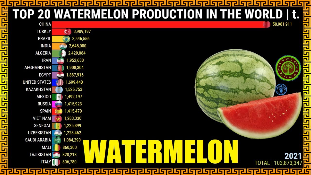 Top 20 Watermelon Production in the World - YouTube
