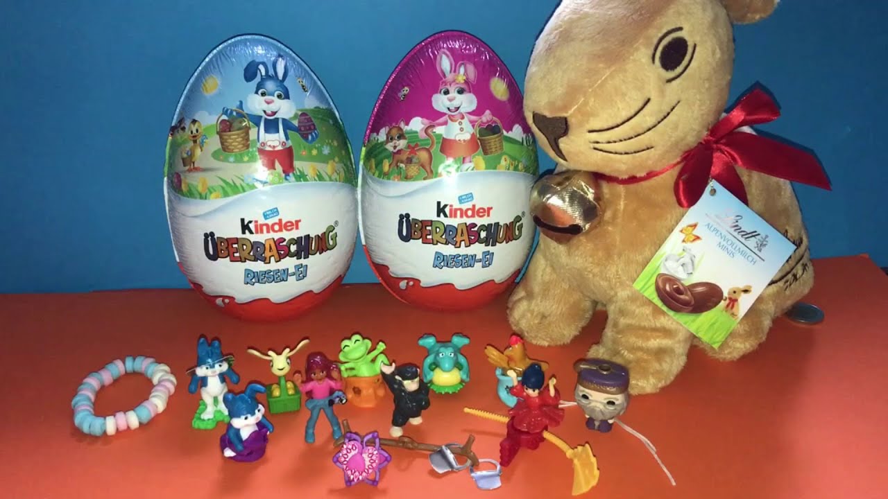 Surprise Eggs Unboxing Part3 Giant Kinder Eggs Easter Bunny Marvel ...