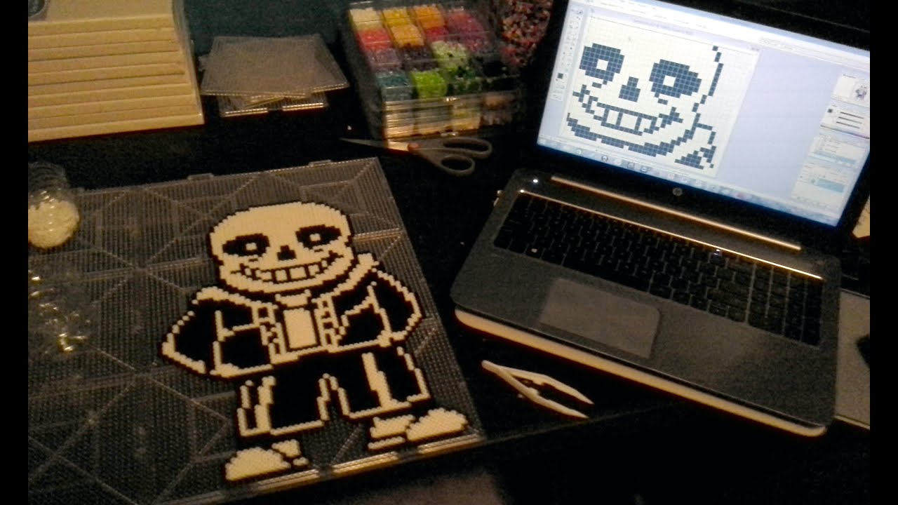 Undertale's Sans Made Out of Perler Beads - YouTube