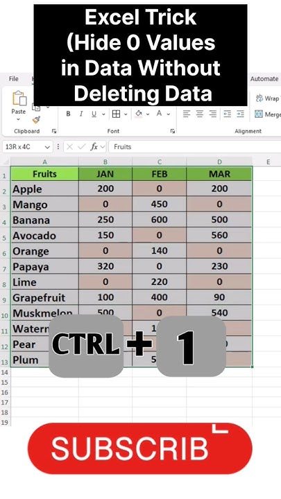 Exceltrick#Hide Zero Values Without Deleting Data in Excel#Excel#exceltutorial#exceltip#shorts# ...