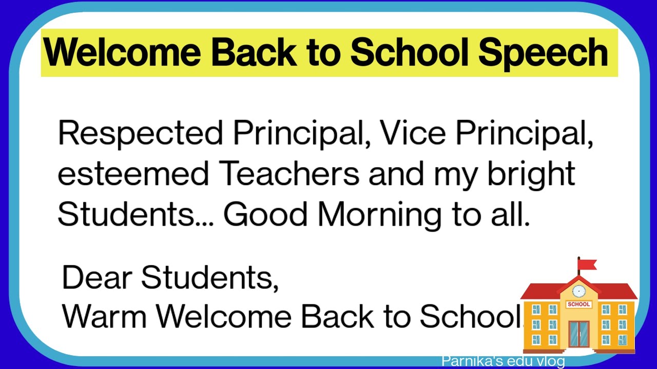 Welcome Back to School Speech || School Reopening Day Speech - YouTube