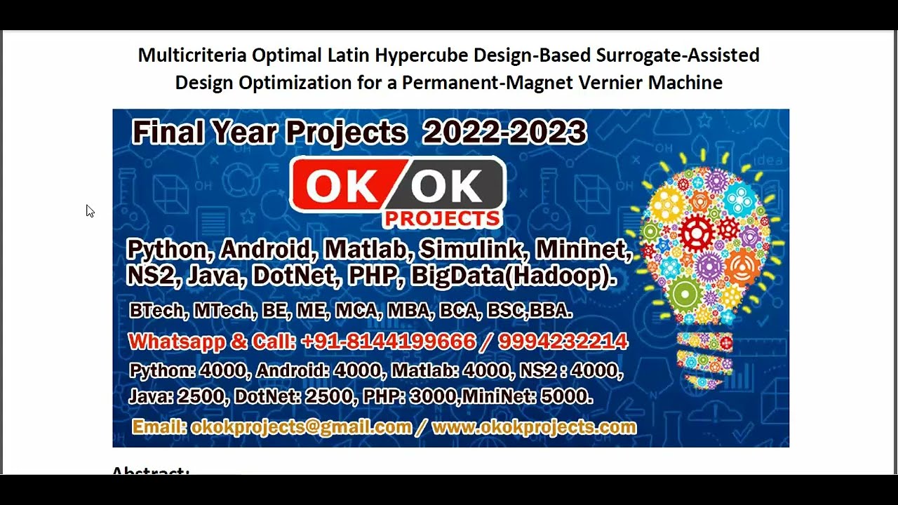 Multicriteria Optimal Latin Hypercube Design Based Surrogate Assisted Design Optimization - YouTube
